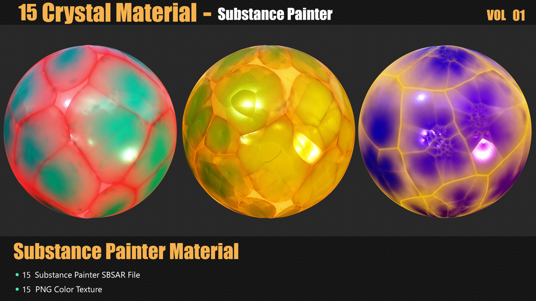 ArtStation - 15 Crystal Materials In Substance Painter | Game Assets