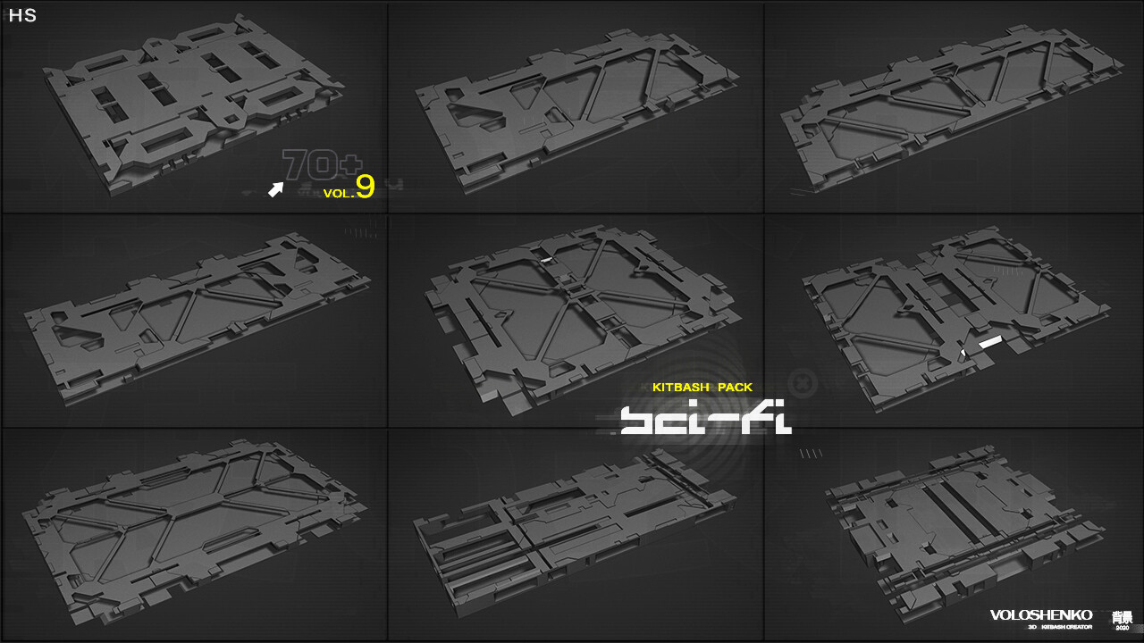 ArtStation - Sci-Fi walls Kitbash Pack 70+ Vol.9 | Resources