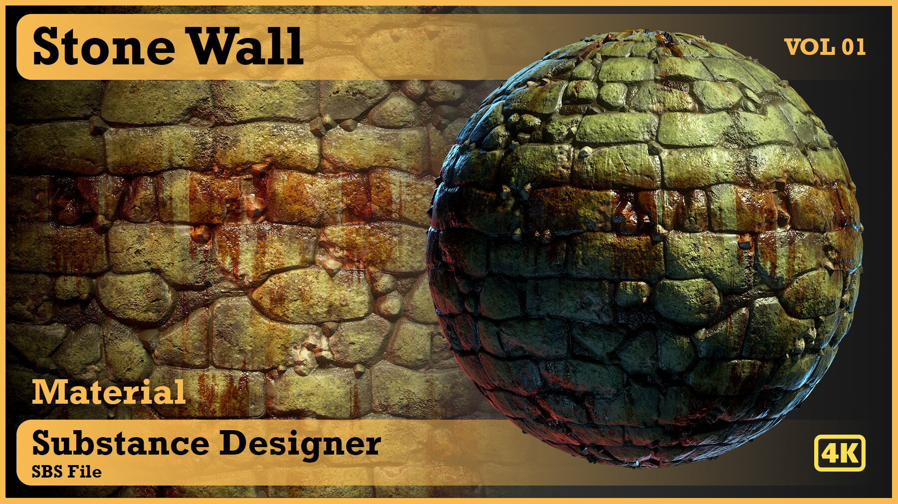 ArtStation - Stone Wall - VOL 01 _ substance designer | Game Assets