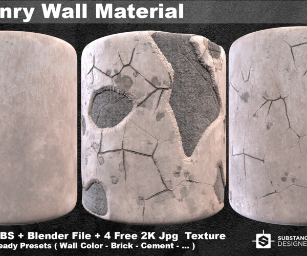 ArtStation - Procedural Masonry Wall PBR Material Vol 01 | Game Assets
