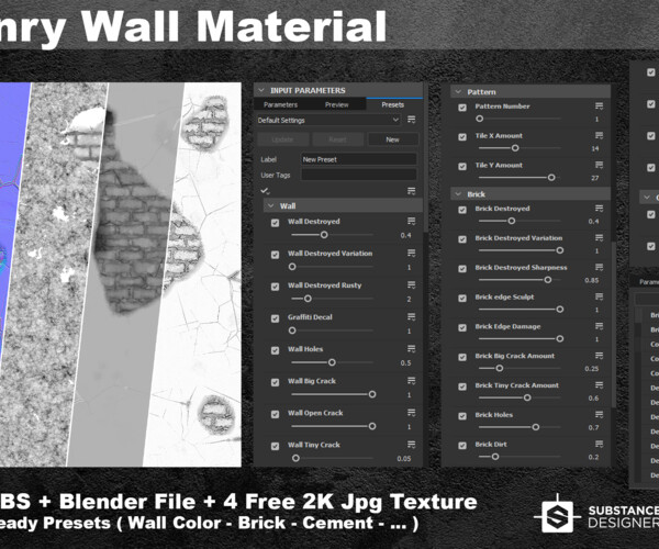 ArtStation - Procedural Masonry Wall PBR Material Vol 01 | Game Assets