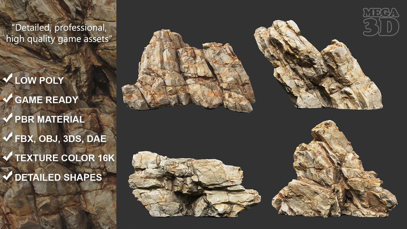 ArtStation - Sharp Rock Formation 221109 - Ultra HD 16K Texture | Game ...