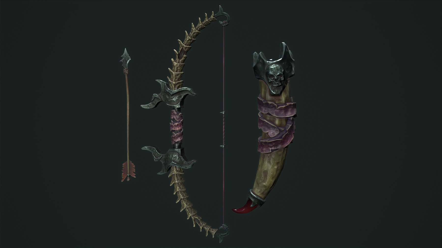 ArtStation - Undead bow and quiver | Game Assets