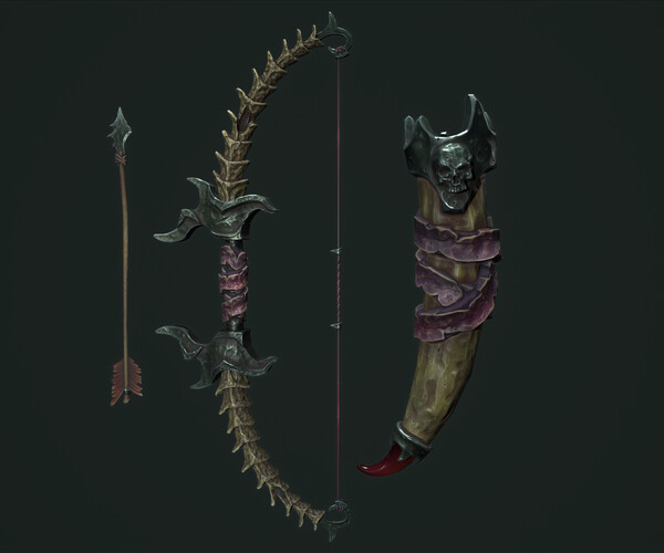 ArtStation - Undead bow and quiver | Game Assets