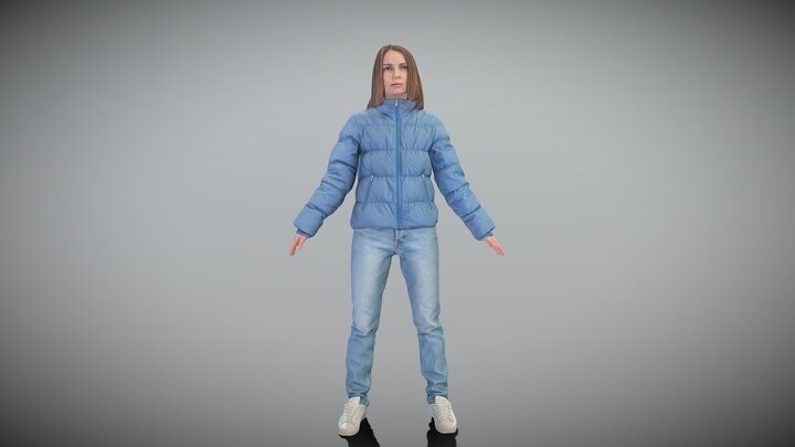 ArtStation - Woman in puffer jacket in A-pose 375 | Game Assets