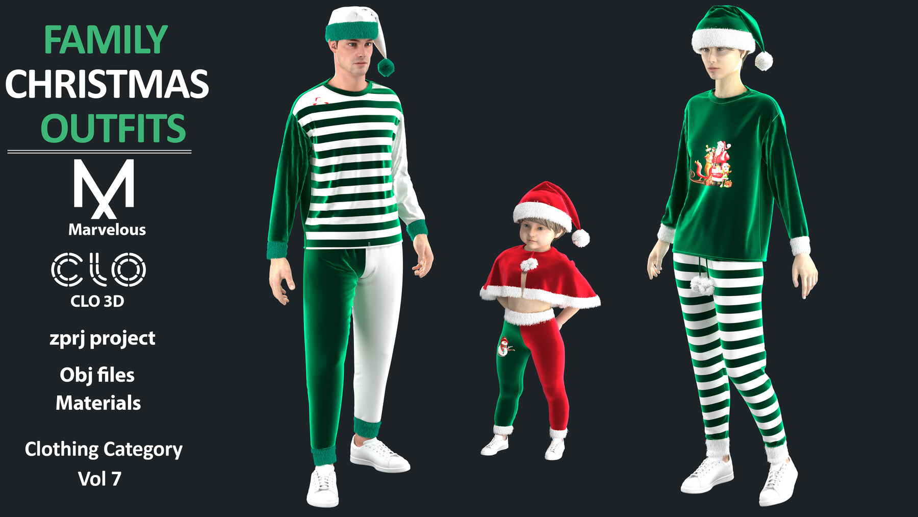 ArtStation - PAPA / MAMA NOEL CLOTHES + FAMILY CHRISTMAS OUTFITS (SANTA ...