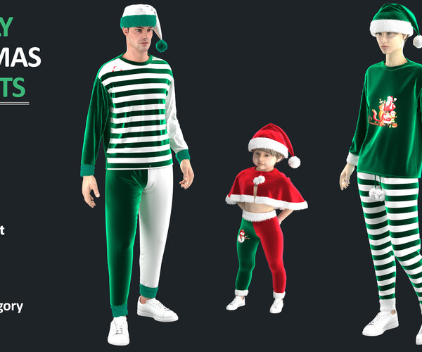 ArtStation - PAPA / MAMA NOEL CLOTHES + FAMILY CHRISTMAS OUTFITS (SANTA ...
