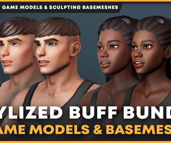 ArtStation - Stylized Buff Game Models & Basemeshes Bundle | Game Assets