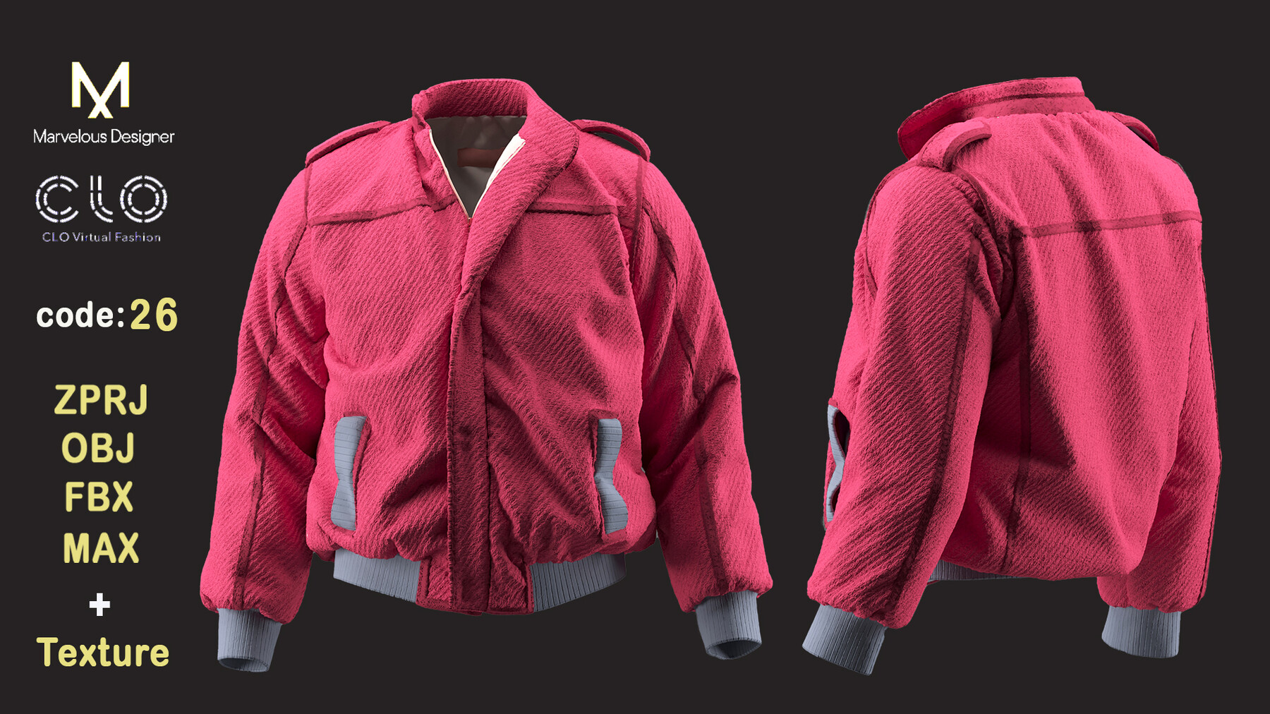 ArtStation - Cute jacket (ZPRJ , FBX , OBJ , MTL , MAX , TEXTURES ...