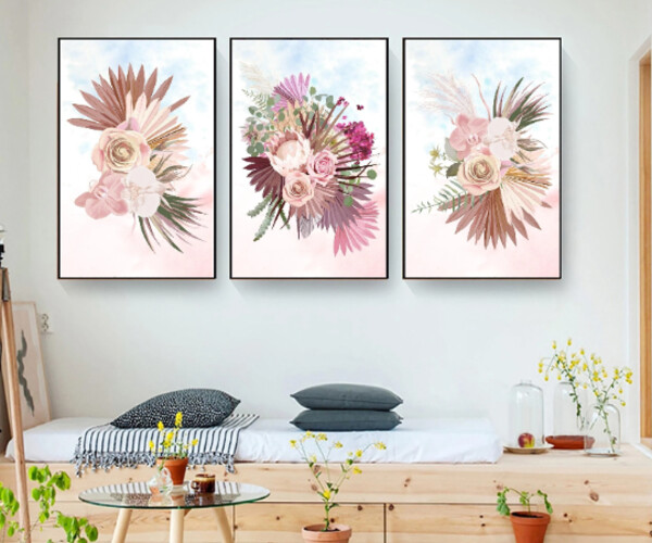ArtStation - Watercolor Flowers Wall Art | Flower Bedroom Wall Decor ...