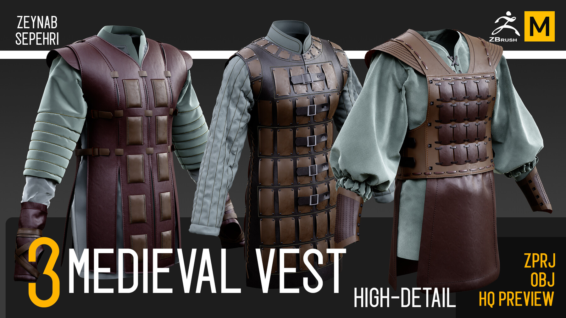ArtStation - 3 Medieval Vest | Resources