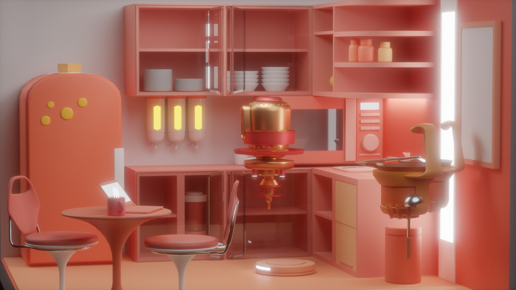ArtStation - Isometric Lowpoly Future Kitchen Room Low-poly 3D model | Game Assets