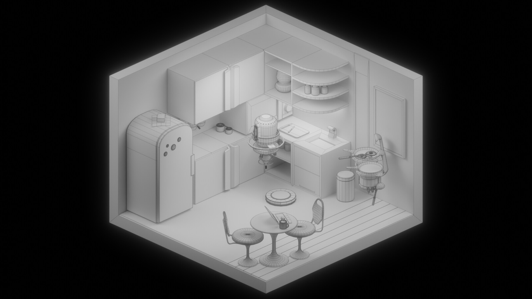 ArtStation - Isometric Lowpoly Future Kitchen Room Low-poly 3D model | Game Assets