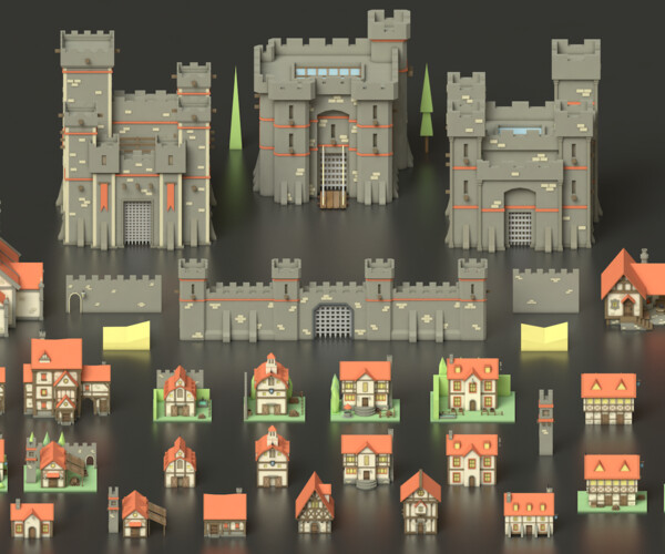 ArtStation - Low Poly Medieval Middle Age City 3D Asset Pack | Game Assets