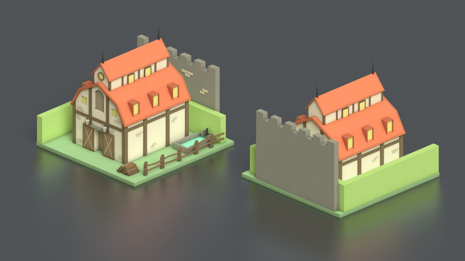 ArtStation - Low Poly Medieval Middle Age City 3D Asset Pack | Game Assets