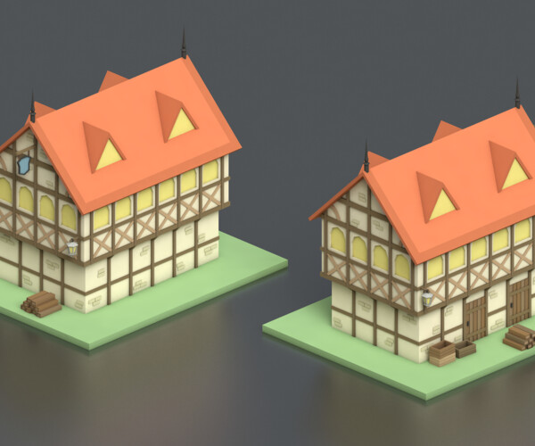 ArtStation - Low Poly Medieval Middle Age City 3D Asset Pack | Game Assets