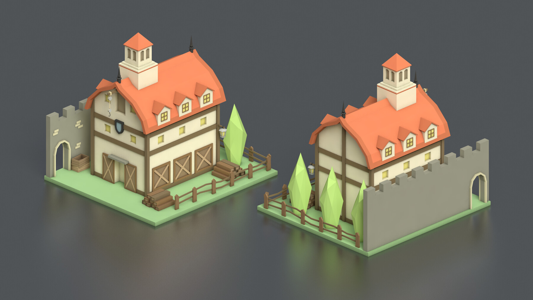 ArtStation - Low Poly Medieval Middle Age City 3D Asset Pack | Game Assets