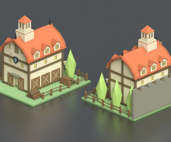 ArtStation - Low Poly Medieval Middle Age City 3D Asset Pack | Game Assets