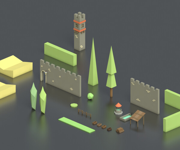ArtStation - Low Poly Medieval Middle Age City 3D Asset Pack | Game Assets