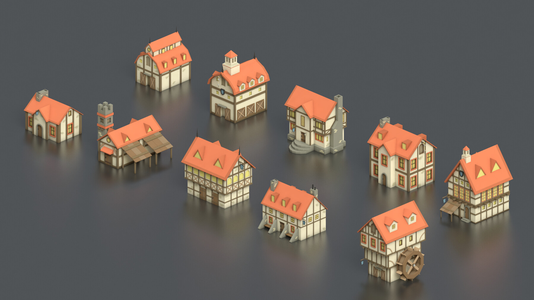 ArtStation - Low Poly Medieval Middle Age City 3D Asset Pack | Game Assets