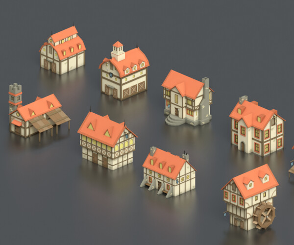 ArtStation - Low Poly Medieval Middle Age City 3D Asset Pack | Game Assets