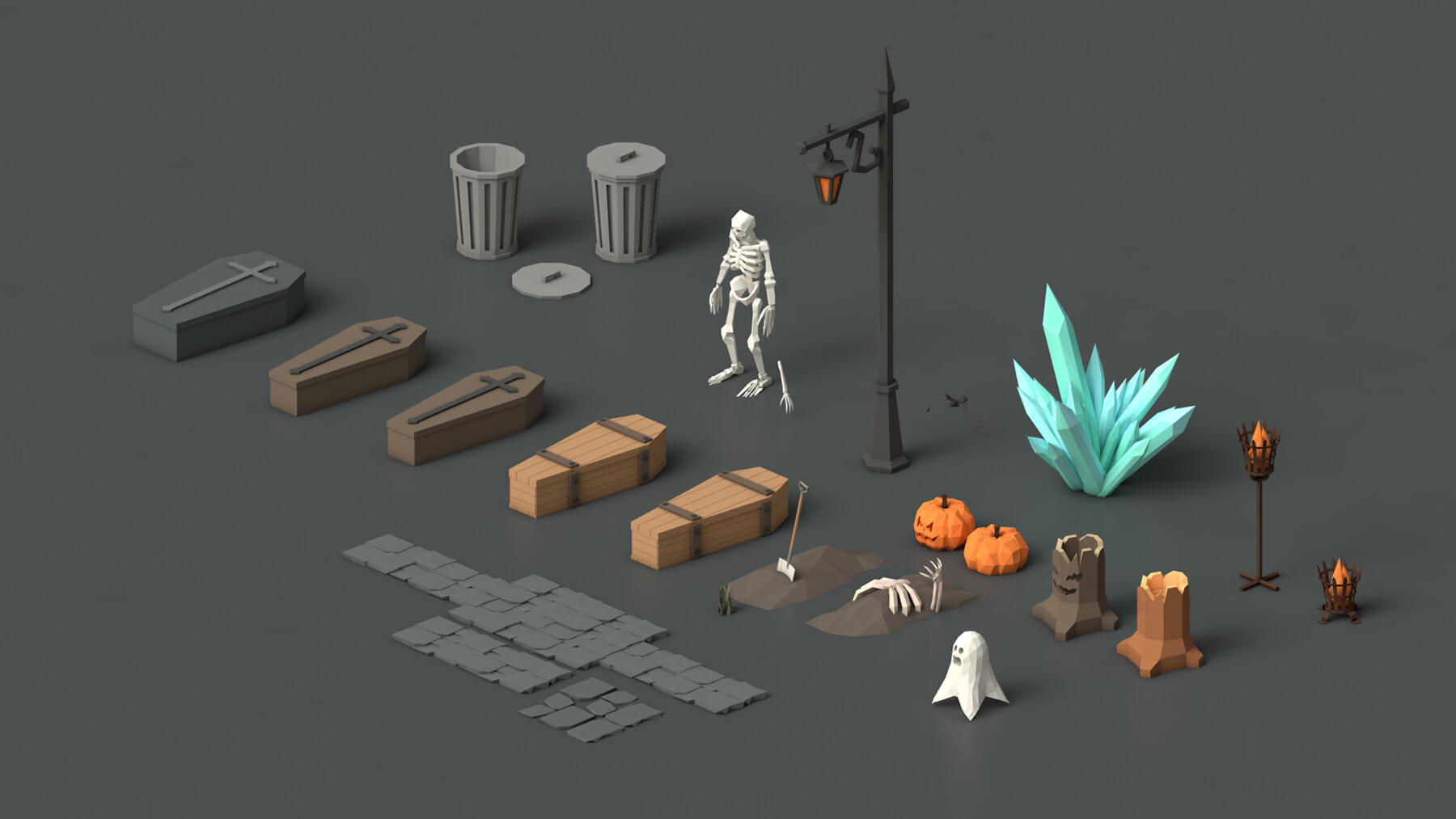 ArtStation - Low Poly Fantasy Scary Creepy Dark Halloween 3D Asset Pack ...