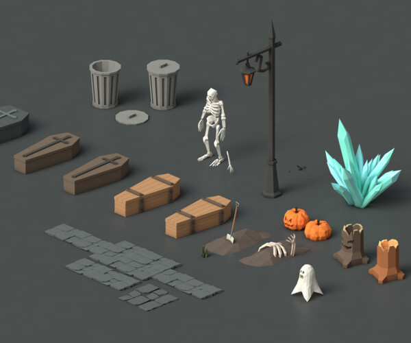ArtStation - Low Poly Fantasy Scary Creepy Dark Halloween 3D Asset Pack ...