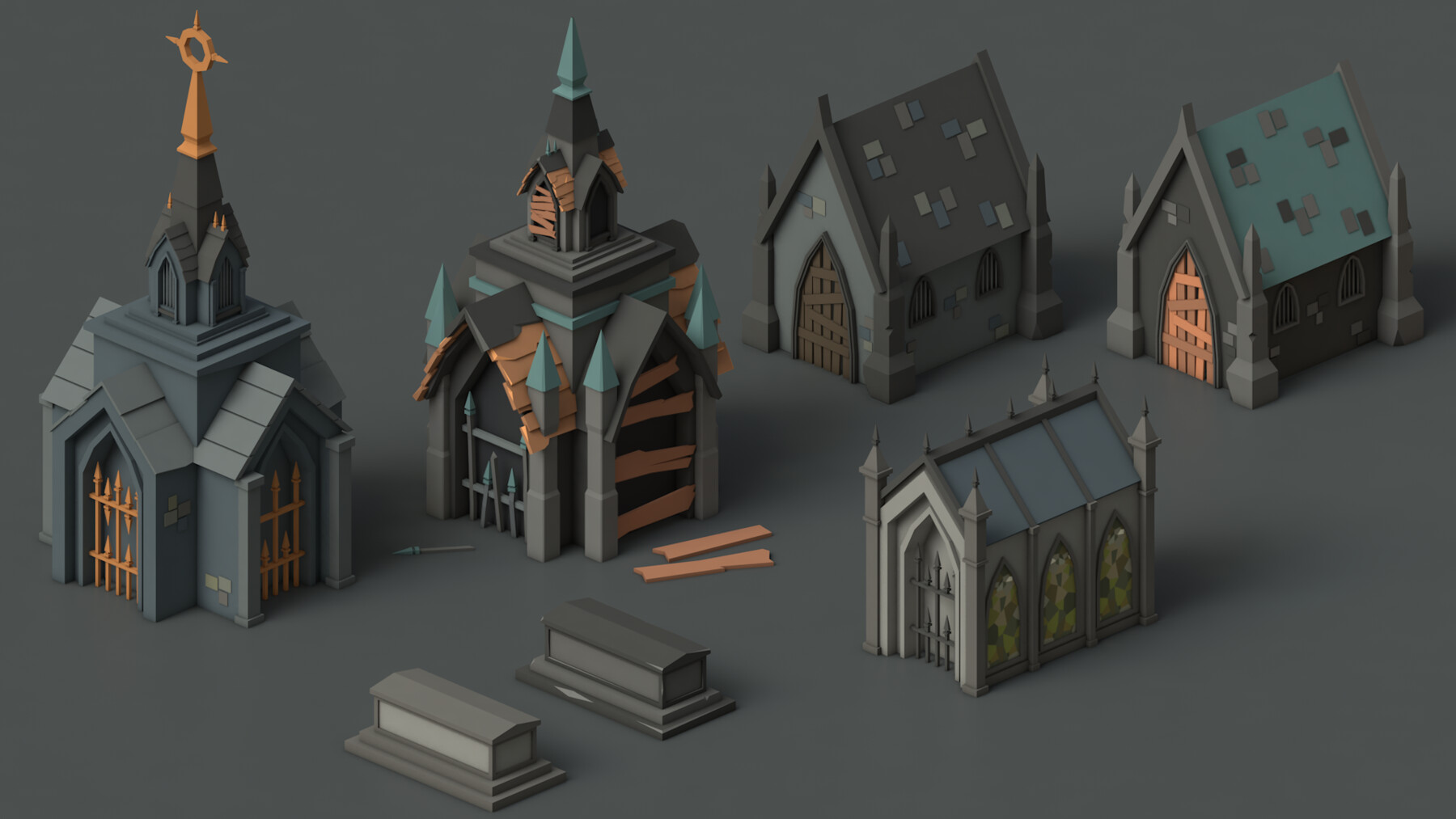 ArtStation - Low Poly Fantasy Scary Creepy Dark Halloween 3D Asset Pack ...