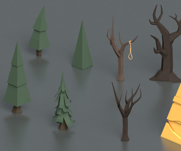 ArtStation - Low Poly Fantasy Scary Creepy Dark Halloween 3D Asset Pack ...