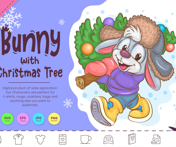 ArtStation - Bunny with Christmas Tree. Clipart | Artworks