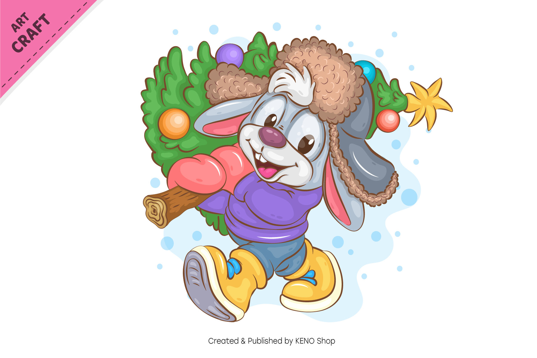 ArtStation - Bunny with Christmas Tree. Clipart | Artworks