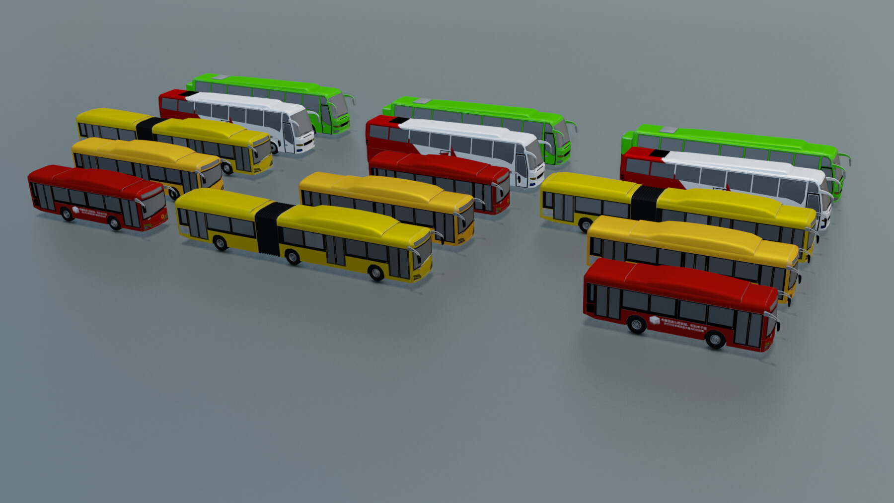 ArtStation - 15 IN 1 BUS PACK LOW POLY GAME READY | Game Assets