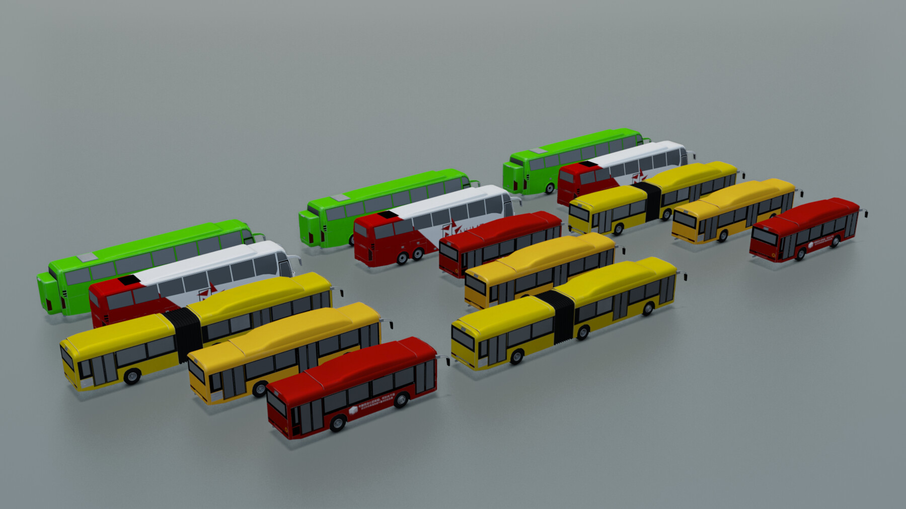 ArtStation - 15 IN 1 BUS PACK LOW POLY GAME READY | Game Assets