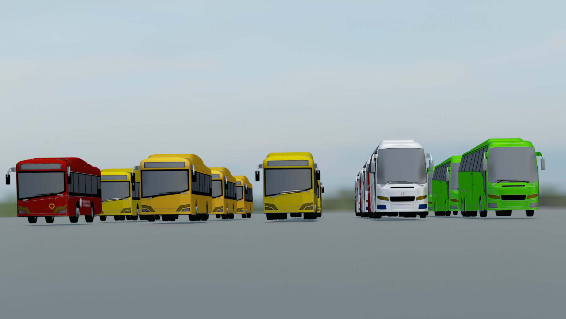 ArtStation - 15 IN 1 BUS PACK LOW POLY GAME READY | Game Assets