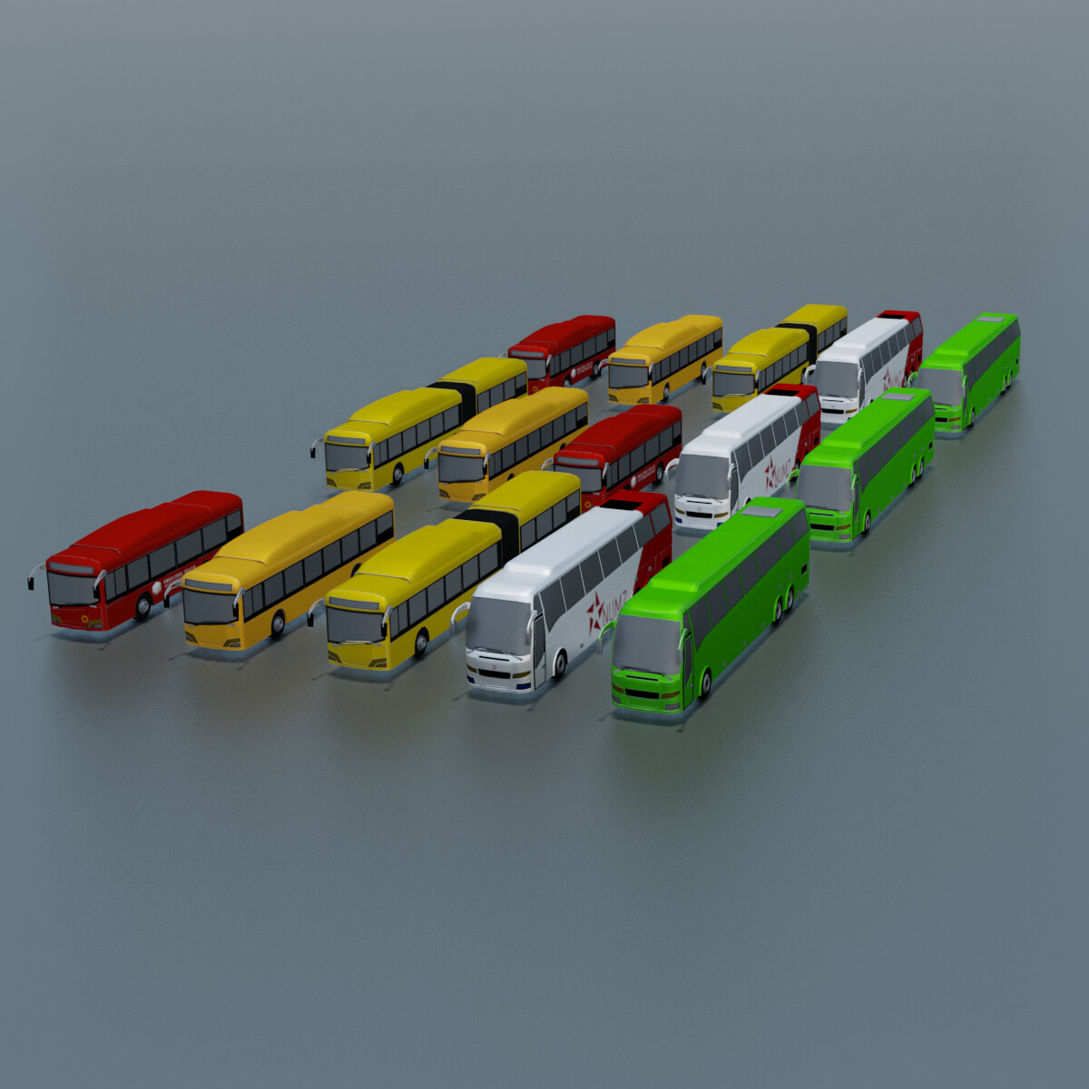 ArtStation - 15 IN 1 BUS PACK LOW POLY GAME READY | Game Assets