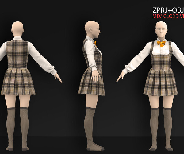 ArtStation - SCHOOL UNIFORM with BAG & SHOES PACK with TEXTURES (VOL.02 ...