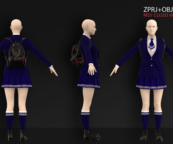 ArtStation - SCHOOL UNIFORM with BAG & SHOES PACK with TEXTURES (VOL.04 ...
