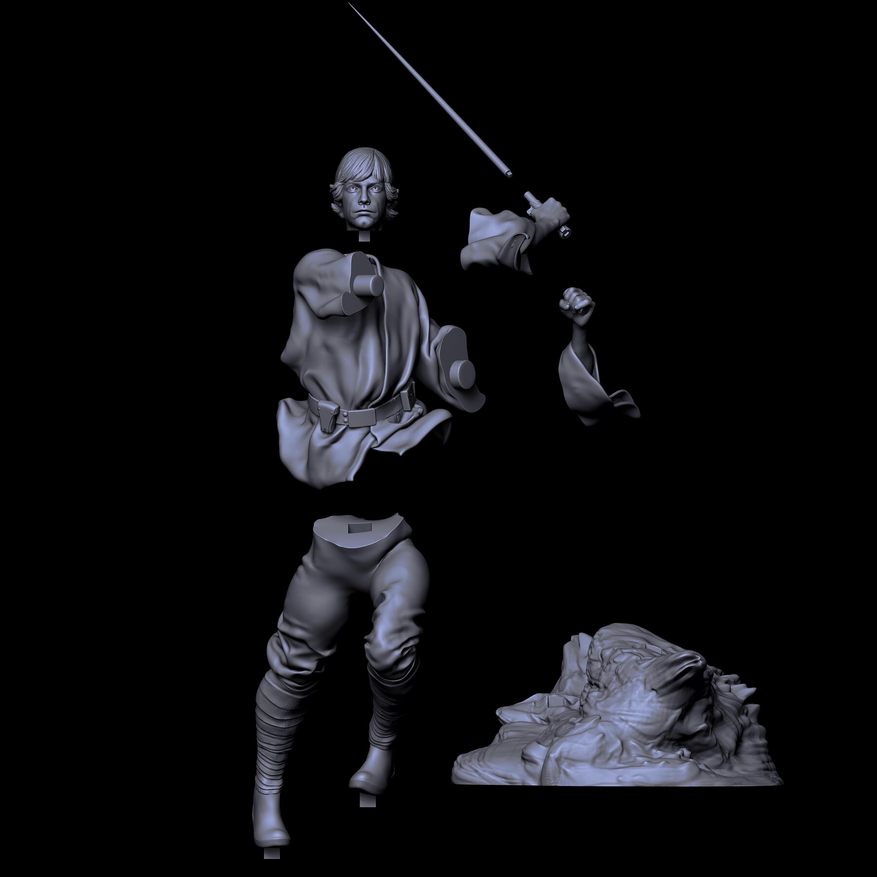 ArtStation - LUKE SKYWALKER FARM CLOTHES WITH LIGHT SABER zbrush ...