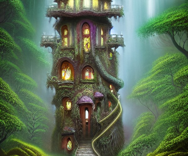 ArtStation - enchanted wizards tower 2500 jpg pack wombo art | Artworks