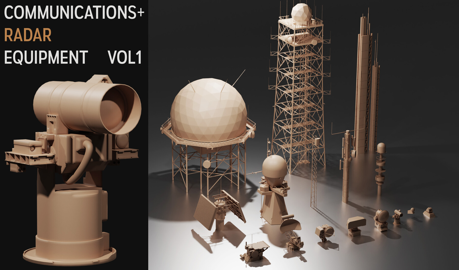ArtStation - FREE: COMMUNICATIONS AND RADAR EQUIPMENT, KITBASH SET/ | Resources