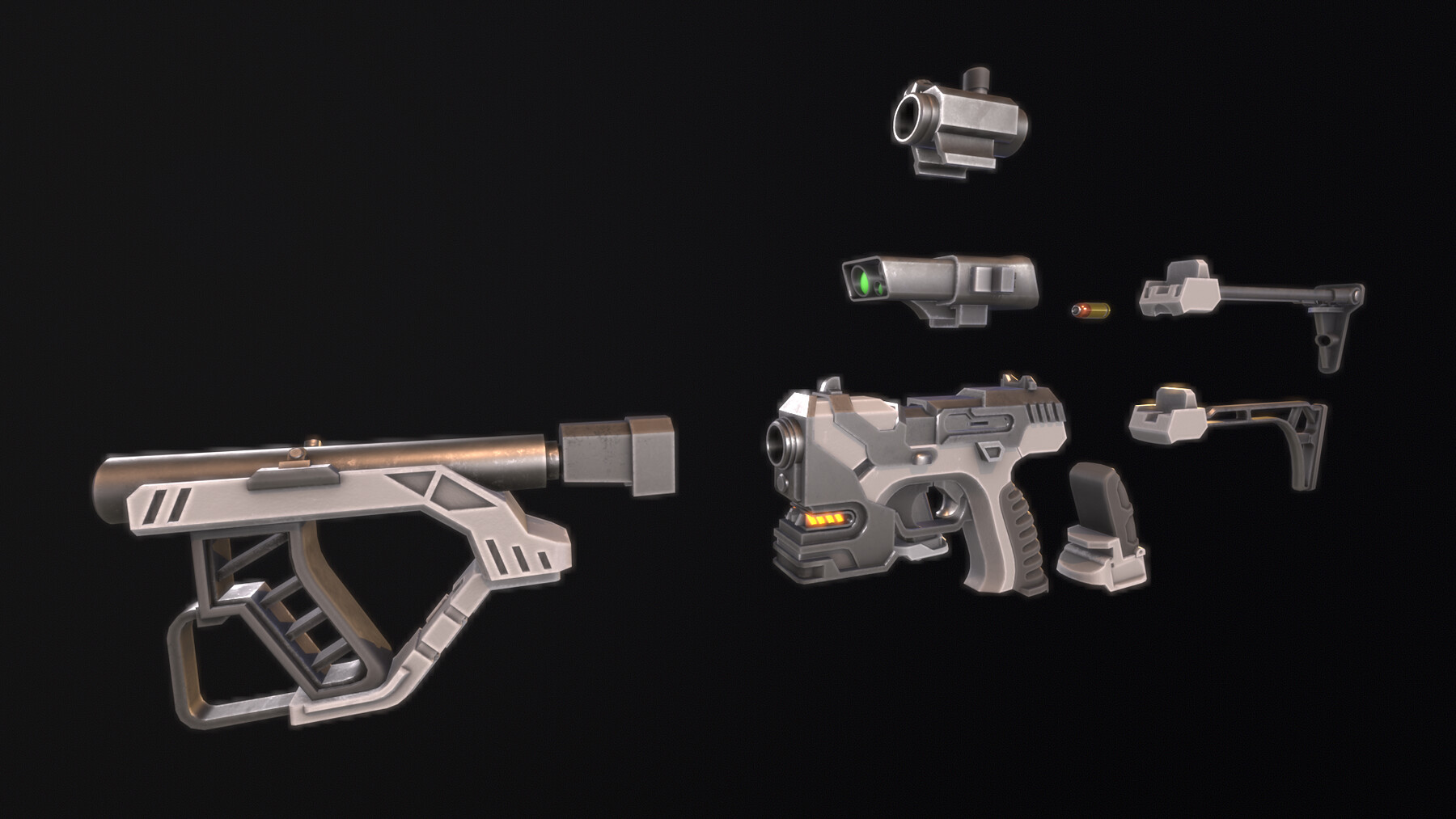 ArtStation - Sci-fi gun and case - Fully modular + Unreal Engine ...