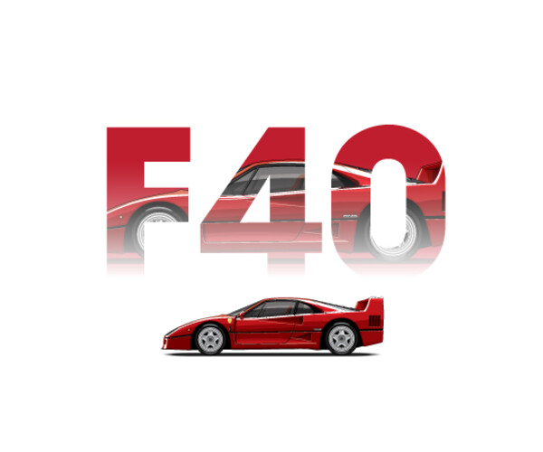 ArtStation - FERRARI F40 DIGITAL FILE VECTOR/Square White Background ...