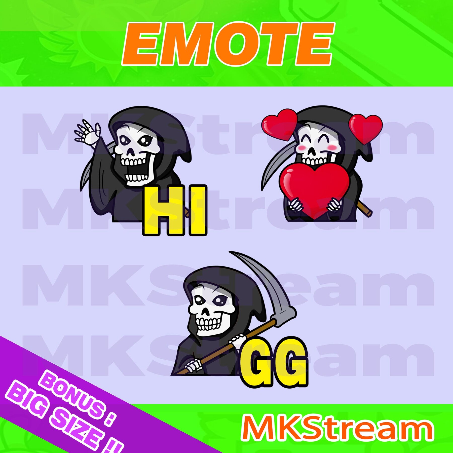 ArtStation - Twitch emotes grim reaper skull pack | Artworks