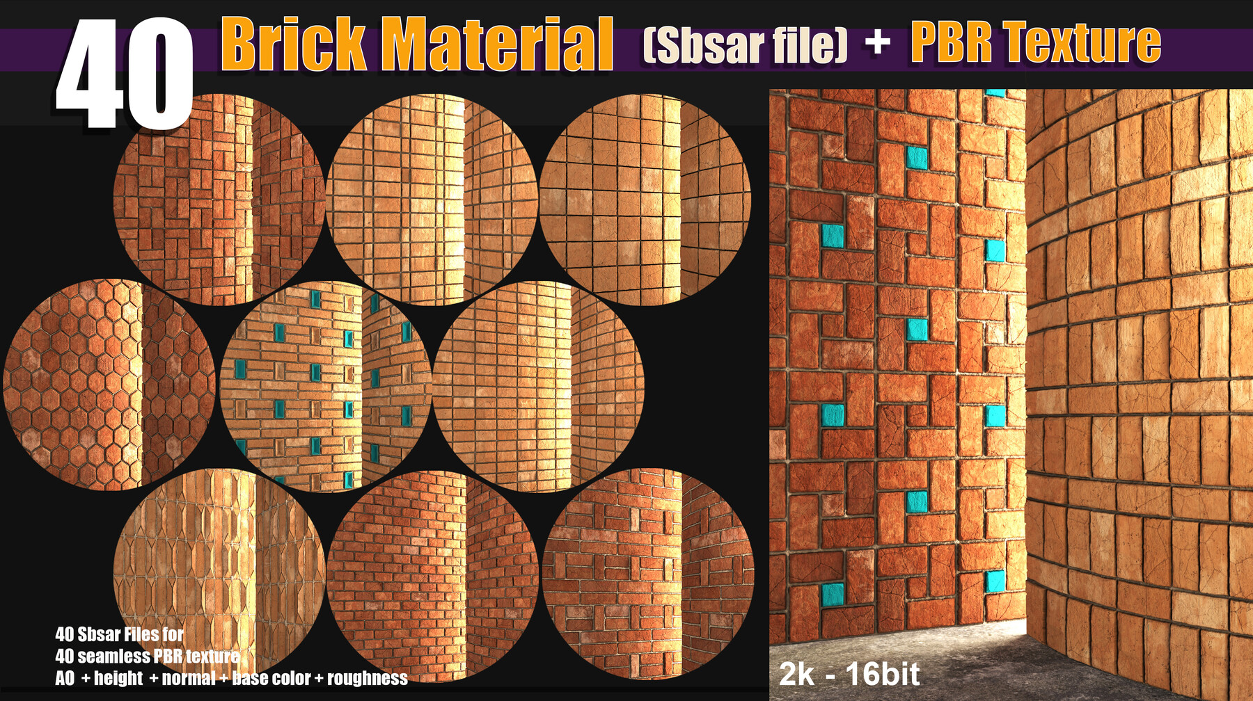 ArtStation - 40 Brick PBR Material | Resources