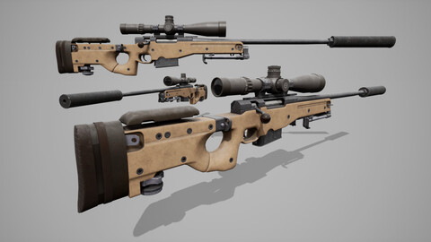 ArtStation - High Detail Sniper with extra skins | Game Assets