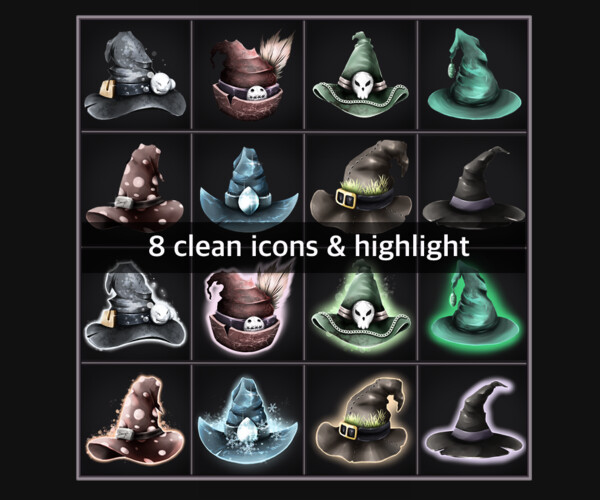 ArtStation - Wizard | Magic | Witch | Enchantress Hats Asset | Game Assets