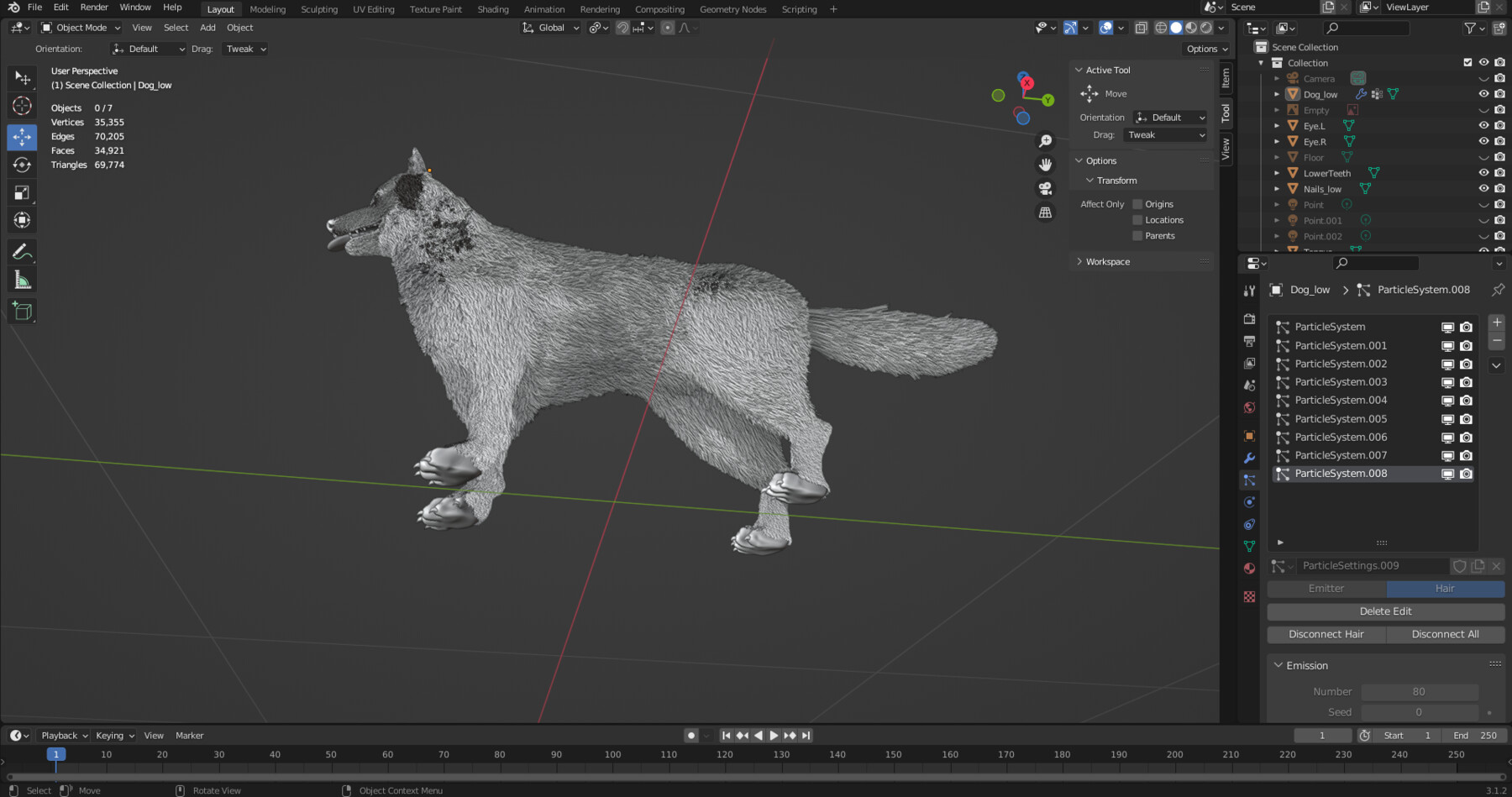 ArtStation - Fur Gray Wolf Rigged and Animated in Blender | Game Assets