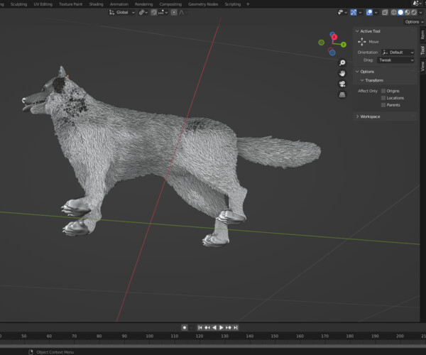 ArtStation - Fur Gray Wolf Rigged and Animated in Blender | Game Assets