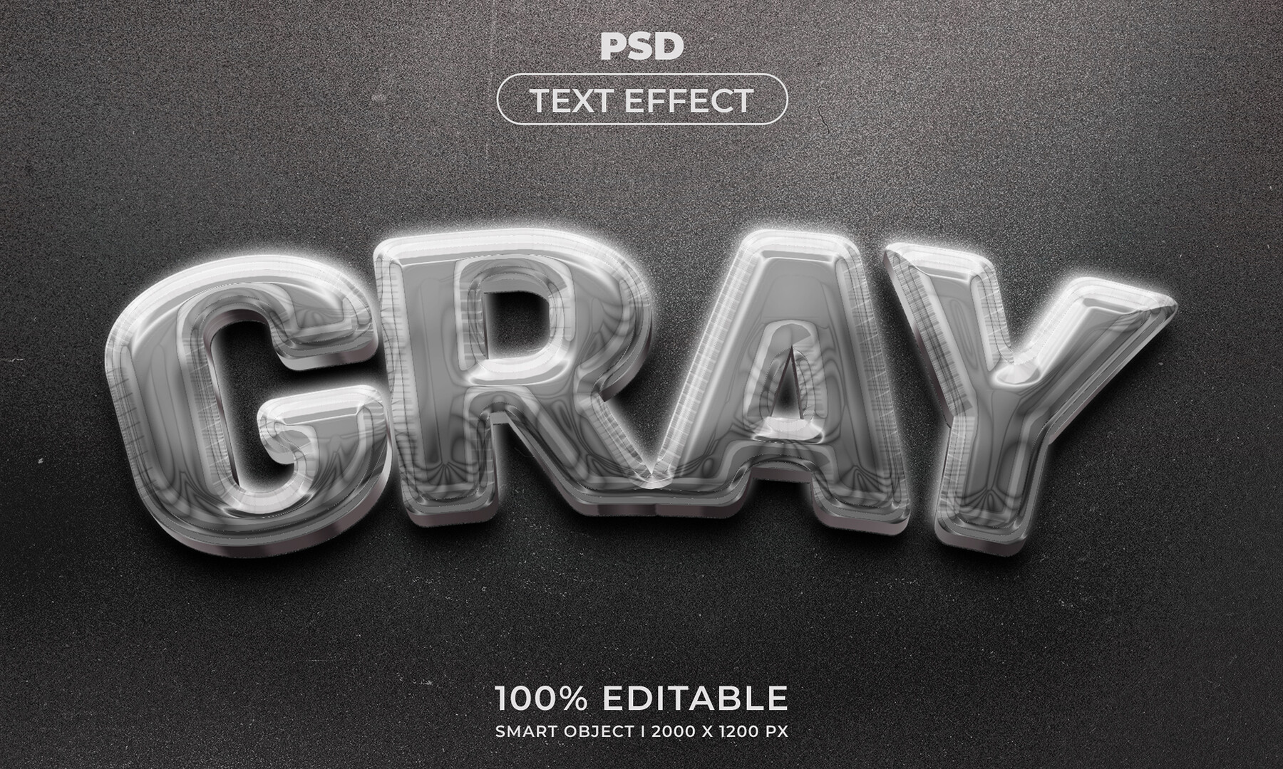 ArtStation - 3D Gray PSD fully editable text effect. Layer style PSD ...