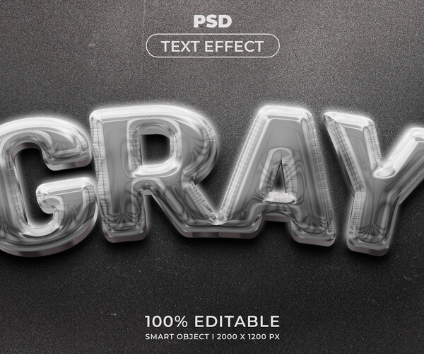 ArtStation - 3D Gray PSD fully editable text effect. Layer style PSD ...